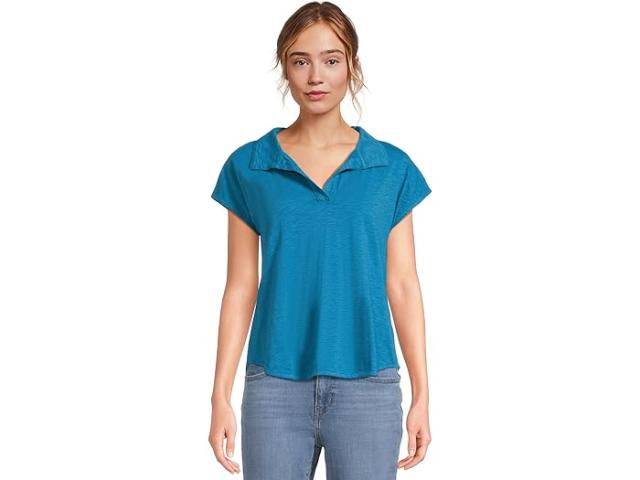 (取寄) モッドオードック レディース オープン ドルマン スリーブ ポロ ティー Mod-o-doc women Open Dolman Sleeve Polo Tee Calypso Blue