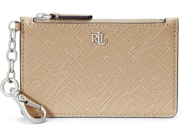 (取寄) ローレン ラルフローレン レディース クロスハッチ レザー ジップ カード ケース Lauren Ralph Lauren women Crosshatch Leather Zip Card Case Sand Dune