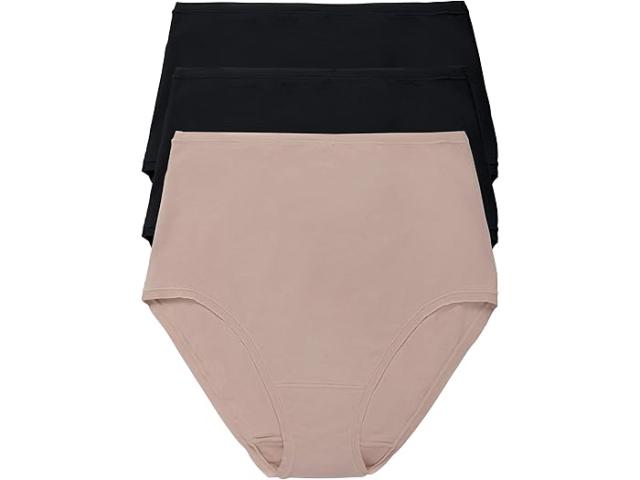 (取寄) ナトリ レディース ブリス ベア コットン ハイ ウェスト ブリーフ 3-パック Natori women Bliss Bare Cotton High Waist Brief 3-Pack Black/Black/Cafe