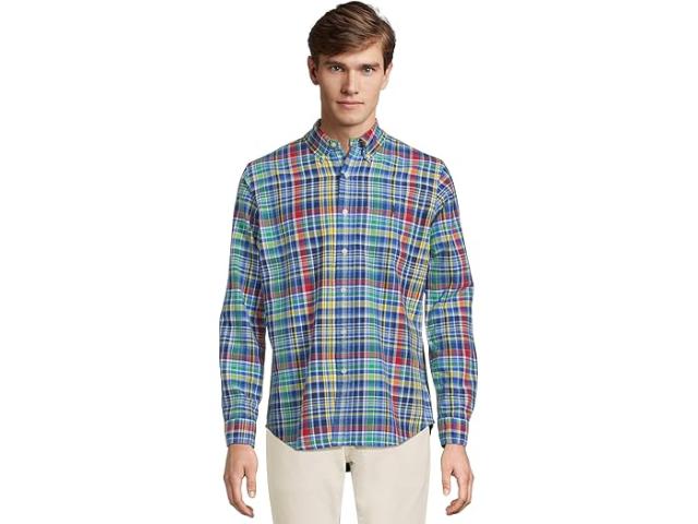 (取寄) ラルフローレン メンズ クラシック フィット プレイド パフォーマンス シャツ Polo Ralph Lauren men Classic Fit Plaid Performance Shirt Navy/Yellow Multi