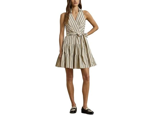 (取寄) ローレン ラルフローレン レディース ツートーン クレープ スリーブレス ガウン Lauren Ralph Lauren women Two-Tone Crepe Sleeveless Gown Ivory Beige/Black