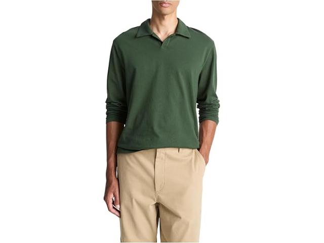 (取寄) ヴィンス メンズ ガーメント ダイ ロング スリーブ ジョニー カラー Vince men Garment Dye Long Sleeve Johnny Collar Washed Dark Leaf