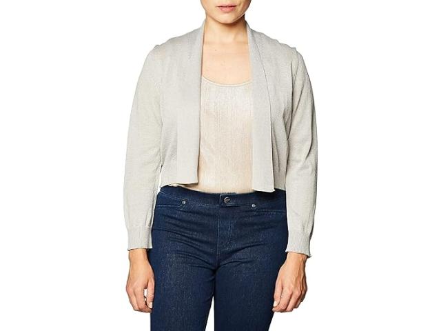 (取寄) カルバンクライン レディース ロング スリーブ カーディガン シュラッグ   women Long Sleeve Cardigan Shrug Silver Lurex Knit