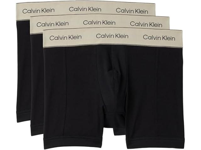 (取寄) カルバンクライン アンダーウェア メンズ ピマ コットン 3-パック ボクサー ブリーフ   Underwear men Pima Cotton 3-Pack Boxer Brief Black