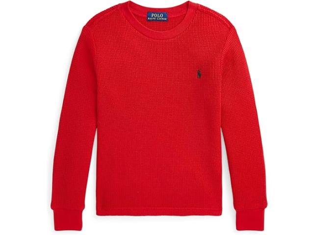 (取寄) ラルフローレン キッズ ボーイズ ワッフル-ニット コットン ロング スリーブ ティー (トドラー/リトル キッズ) Polo Ralph Lauren Kids boys Polo Ralph Lauren Kids Waffle-Knit Cotton Long Sleeve Tee (Toddler/Little Kids) RL 2000 Red