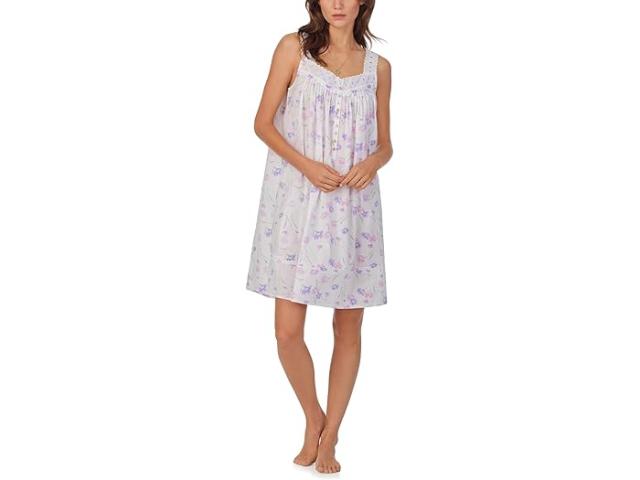 (取寄) アイリーン ウエスト レディース コットン ウーブン スリーブレス シュミーズ Eileen West women Cotton Woven Sleeveless Chemise White Ground Daisy