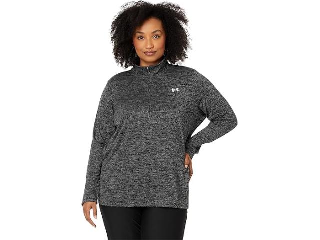 (取寄) アンダーアーマー レディース プラス サイズ テック 1/4 ジップ ツイスト Under Armour women Plus Size Tech 1/4 Zip Twist Black/White