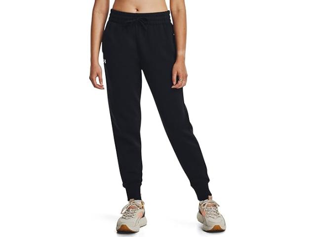 (取寄) アンダーアーマー レディース ライバル フリース ジョガーズ Under Armour women Rival Fleece Joggers Black/White 2