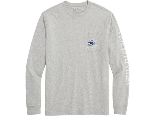 (取寄) ヴィンヤードヴァインズ メンズ ダウンヒル スキー ホエール ロング スリーブ ポケット ティー Vineyard Vines men Downhill Ski Whale Long Sleeve Pocket Tee Grey Heather