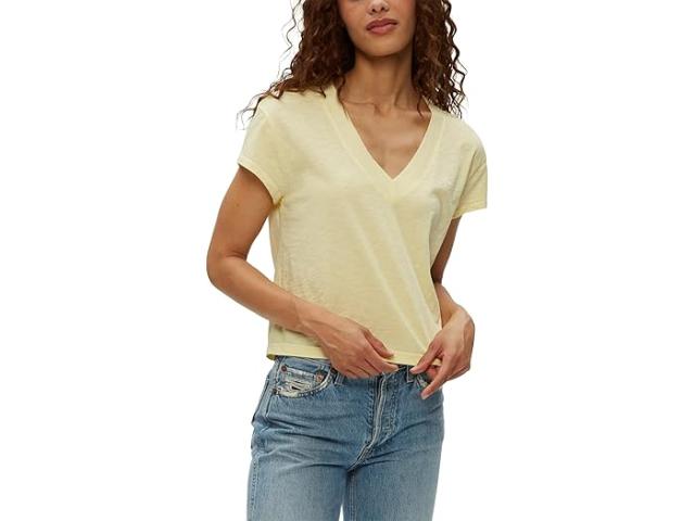 (取寄) マイケル スターズ レディース ハーラン クロップド V-ネック ティー Michael Stars women Harlan Cropped V-neck Tee Lemonade