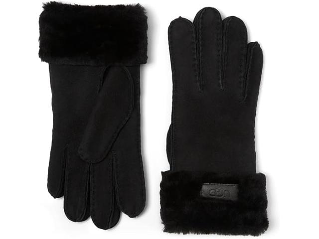 (取寄) アグ レディース ターン カフ ウォーター レジスタント シープスキン グローブ UGG women UGG Turn Cuff Water Resistant Sheepskin Gloves Black
