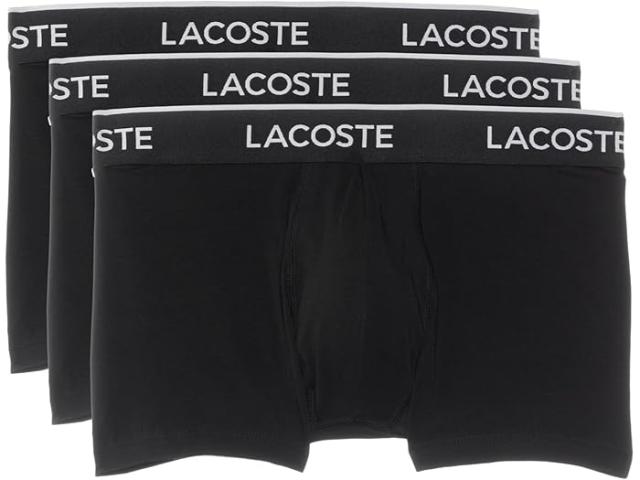 (取寄) ラコステ メンズ コットン ストレッチ エッセンシャル トランクス 3-パック Lacoste men Cotton Stretch Essentials Trunks 3-pack Black