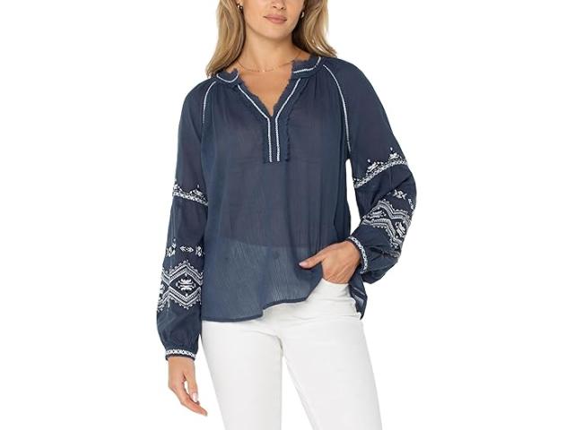 (取寄) リバプールロサンゼルス レディース ロング スリーブ ラグラン ウーブン ブラウザ ウィズ エンブロイダリー Liverpool Los Angeles women Long Sleeve Raglan Woven Blouse With Embroidery Insignia Blue/Embroidery