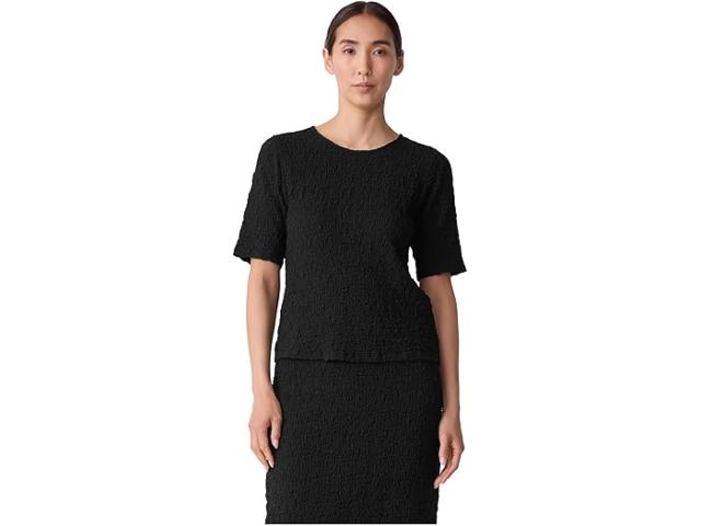 (取寄) アイリーン フィッシャー レディース バブル ジャカード クルー ネック スナグ ニット トップ Eileen Fisher women Bubble Jacquard Crew Neck Snug Knit Top Black