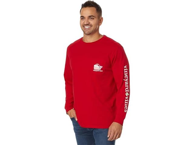 (取寄) ヴィンヤードヴァインズ メンズ サンタ ホエール Ls ポケット ティー Vineyard Vines men Santa Whale Ls Pocket Tee Red Velvet