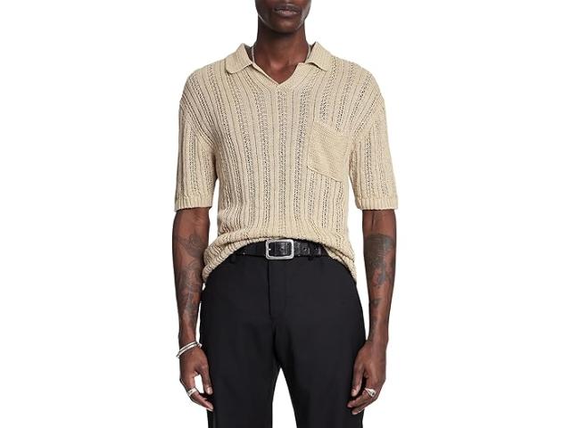 (取寄) ジョン バルベイトス メンズ オーディン リネン セーター ポロ John Varvatos men Odin Linen Sweater Polo Y2317S25 Linen