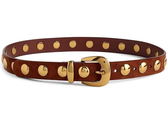 (取寄) メイドウェル レディース クリーン ウェスタン ベルト : スエード ドーム スタッズ Madewell women Clean Western Belt : Suede Dome Studs Soft Mahogany