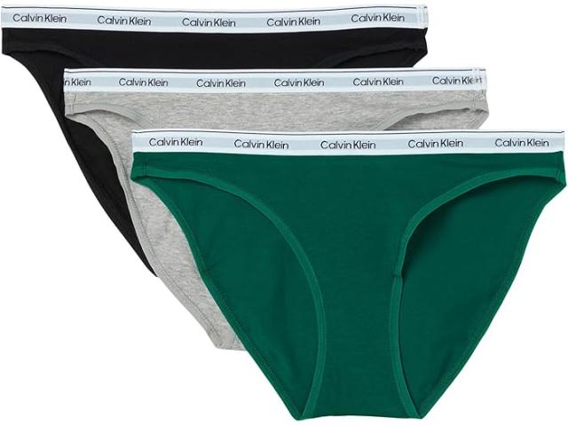 (取寄) カルバンクライン アンダーウェア レディース モダン ロゴ ビキニ 3-パック   Underwear women Modern Logo Bikini 3-Pack Black/Grey Heather/Turf