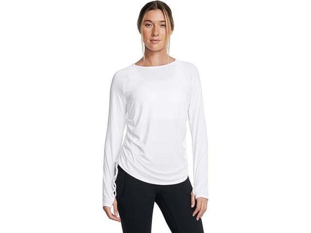 (取寄) アンダーアーマー レディース モーション ロング スリーブ ロングライン クルー Under Armour women Motion Long Sleeve Longline Crew White/Black