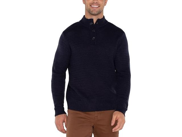 (取寄) リバプールロサンゼルス メンズ ボタン モック ネック セーター Liverpool Los Angeles men Button Mock Neck Sweater Navy