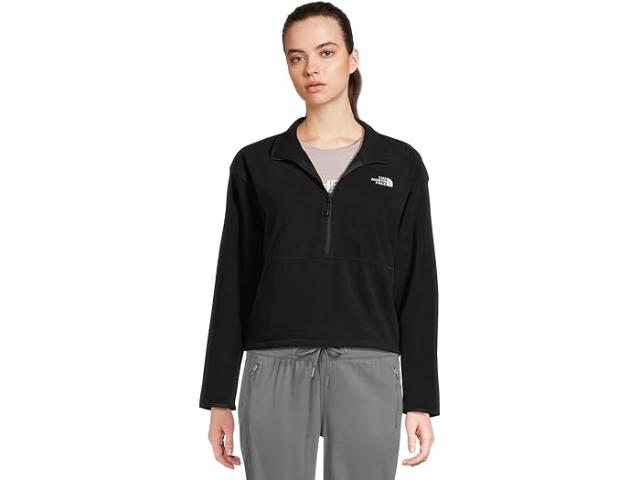 (取寄) ノースフェイス レディース グレイシャー フリース 1/2 ジップ ショート ジャケット The North Face women Glacier Fleece  Zip Short Jacket TNF Black