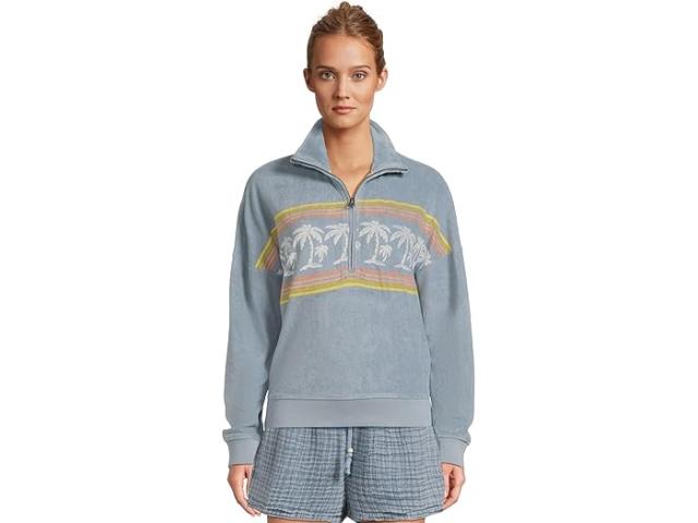 (取寄) ファリティ レディース カバナ タオル テリー クオーター ジップ Faherty women Cabana Towel Terry Quarter Zip Palm Rainbow Beach