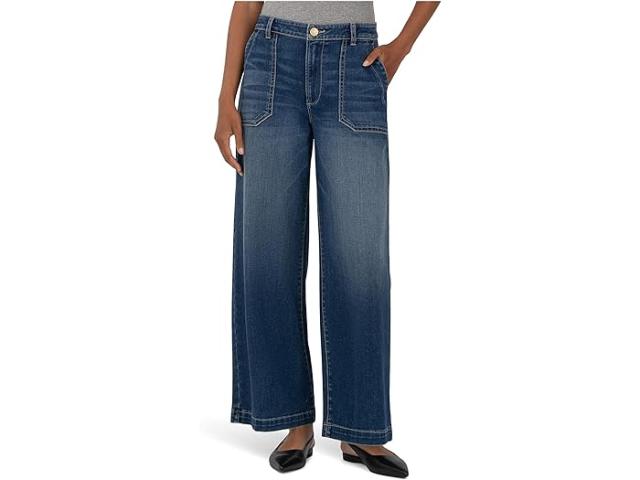 (取寄) カット フロム ザ クロス レディース メグ ハイライズ ワイド レッグ パンツ W/ ポーク チョップ ポケッツ KUT from the Kloth women Meg High-rise Wide Leg Pants W/ Pork Chop Pockets Dark Wash