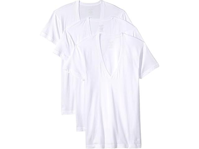 (取寄) 2XIST メンズ エッセンシャル 3-パック スリム フィット ディープ V-ネック Tシャツ 2(X)IST men Essential 3-Pack Slim Fit Deep V-Neck T-Shirt White New Logo