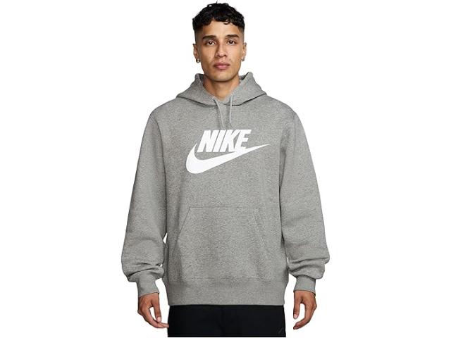 (取寄) ナイキ メンズ クラブ プル-オーバー フリース ブーディ Nike men Club Pull-over Fleece Hoodie Dark Grey Heather/Light Smoke Grey/White