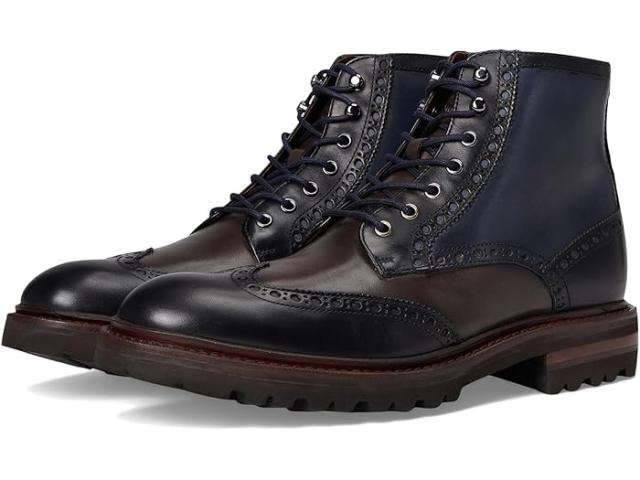 (取寄) ジョンストン&マーフィー コレクション メンズ ダドリー ラグ ウィングチップ ブーツ Johnston & Murphy Collection men Dudley Lug Wingtip Boots Navy Multi Hand-stained Calfskin