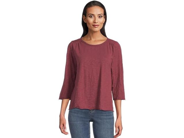 (取寄) モッドオードック レディース 3/4 スリーブ ワッフル ミックス メディア オープン クルー ネック ティー Mod-o-doc women 3/4 Sleeve Waffle Mix Media Open Crew Neck Tee Zinfandel