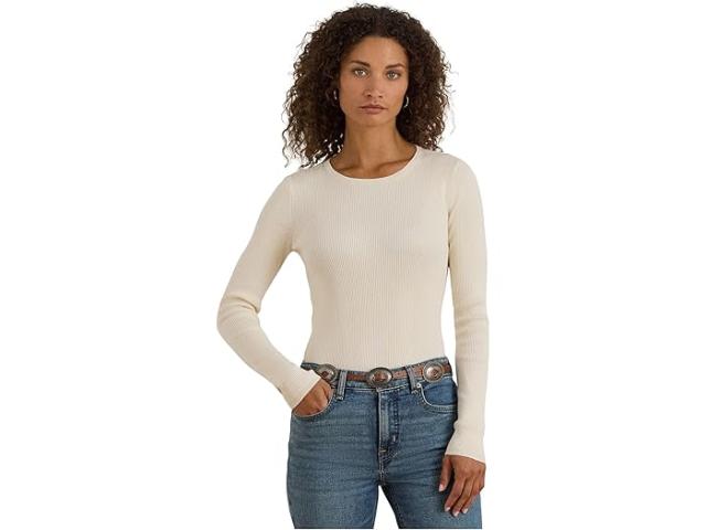(取寄) ローレン ラルフローレン レディース リブ-ニット コットンブレンド クルー ネック セーター Lauren Ralph Lauren women Rib-Knit Cotton-Blend Crew Neck Sweater Mascarpone Cream
