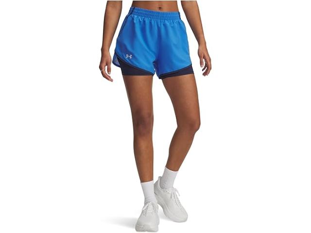 (取寄) アンダーアーマー レディース フライ バイ 2イン1 ショーツ Under Armour women Fly By 2-in-1 Shorts Blue Atlantis/Washed Navy/Reflective