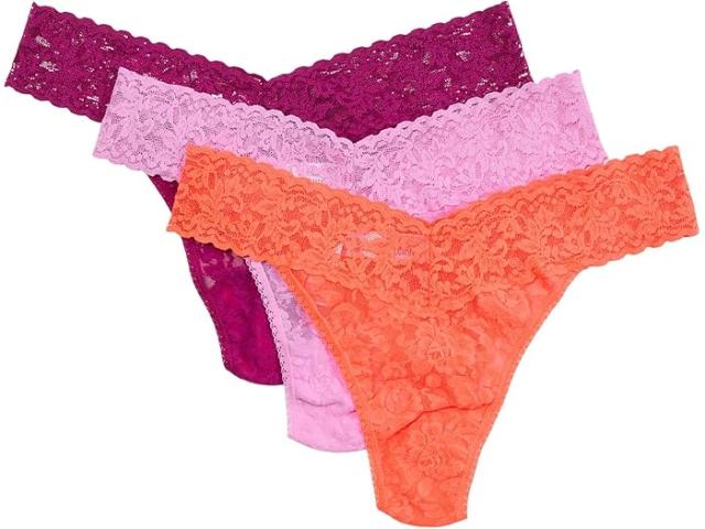 (取寄) ハンキー パンキー レディース シグニチャー レース オリジナル ライズ トング 3-パック Hanky Panky women Signature Lace Original Rise Thong 3-Pack Passionate Pink/Tangelo Orange/Bright Amethyst
