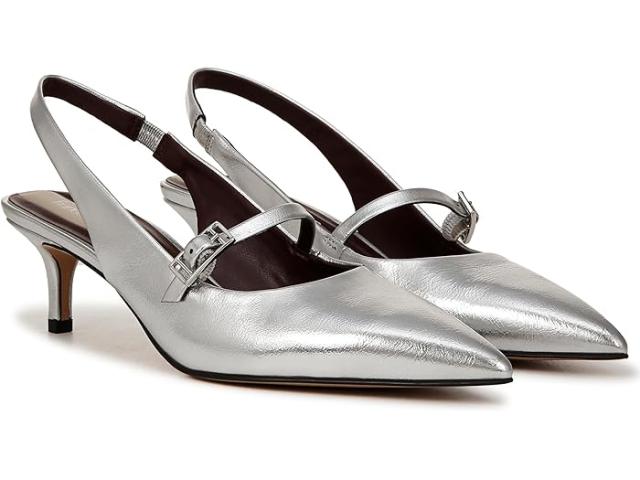 (取寄) フランコ サルト レディース クロエ ポインテッド トゥ スリングバック キトン ヒール Franco Sarto women Khloe Pointed Toe Slingback Kitten Heel Silver llic