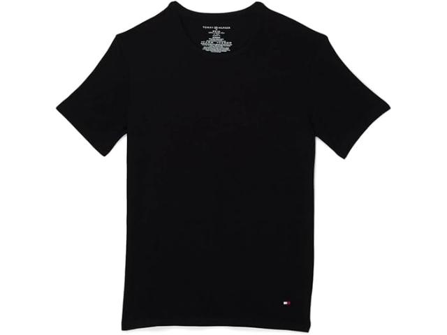 (取寄) トミーヒルフィガー メンズ コットン ストレッチ ショート スリーブ クルー ネック 3-パック   men   Cotton Stretch Short Sleeve Crew Neck 3-Pack Black