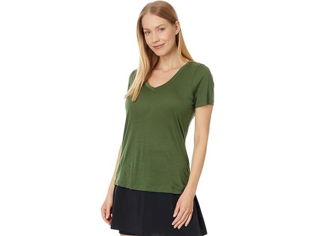 (取寄) スマートウール レディース アクティブ ウルトラライト V-ネック ショート スリーブ Smartwool women Active Ultralite V-Neck Short Sleeve Fern Green
