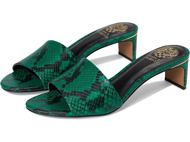 (取寄) ヴィンスカムート レディース ヒールド スライド サンダル Vince Camuto women Linanna Heeled Slide Sandals Emerald Green