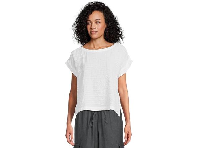 (取寄) アイリーン フィッシャー レディース オーガニック コットン ボイル ボックス バレエ ネック スクエア トップ Eileen Fisher women Organic Cotton Voile Box Ballet Neck Square Top White