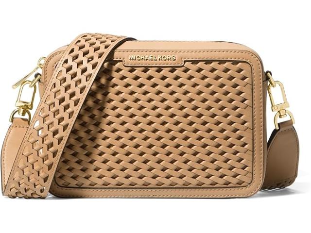 (取寄) マイケルコース レディース ジェット セット ミディアム カメラ バッグ ウーブン ストラップ MICHAEL Michael Kors women Jet Set Medium Camera Bag Woven Strap Camel