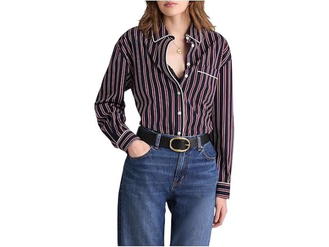 (取寄) メイドウェル レディース エフォートレス シャツ Madewell women Effortless Shirt Red/Navy Stripe