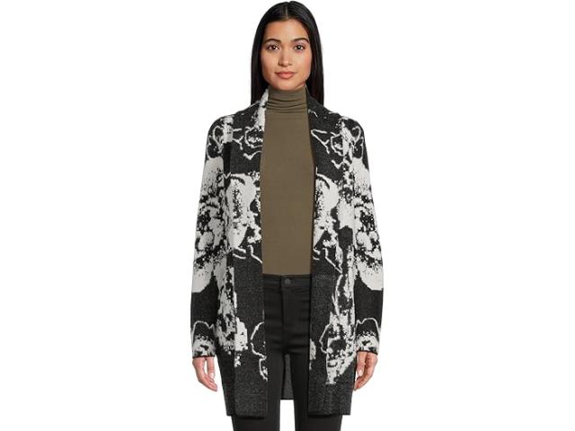 (取寄) リバプールロサンゼルス レディース ロング スリーブ オープン フロント ショール セーター コーティガン Liverpool Los Angeles women Long Sleeve Open Front Shawl Sweater Coatigan Black/White Floral