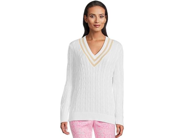 (取寄) リリー ピュリッツァー レディース ブロックトン セーター Lilly Pulitzer women Brockton Sweater Resort White X Wicker Tan llic Tipping