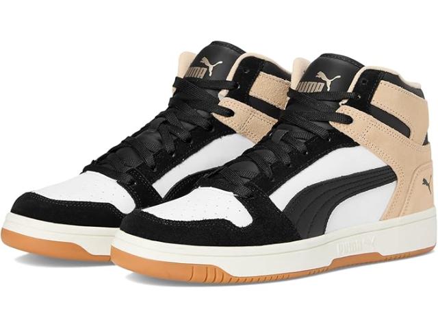 (取寄) プーマ レディース リバウンド レイアップ ミッド シューズ PUMA women Rebound Layup Mid Shoes Puma White/Puma Black/Cashew