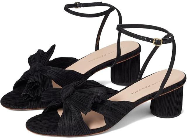 (取寄) ロフラー ランドール レディース ダリア プリーツ ノット ミュール ウィズ アンクル ストラップ Loeffler Randall women Dahlia Pleated Knot Mule with Ankle Strap Black 1