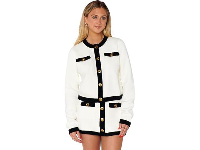 (取寄) ショウ ミー ユア ムームー レディース キット カーディガン Show Me Your Mumu women Kit Cardigan Cream And Black Knit