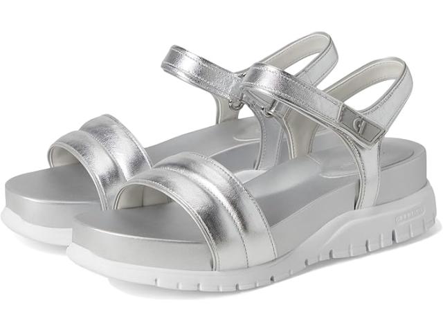 (取寄) コールハーン レディース ゼログランド アンクル ストラップ サンダル Cole Haan women Zerogrand Ankle Strap Sandals Silver llic/White