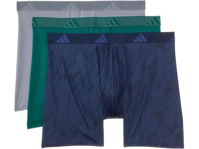 (取寄) アディダス メンズ アスレチック フィット マイクロファイバー ボクサー ブリーフ アンダーウェア 3-パック adidas men adidas Athletic Fit Microfiber Boxer Brief Underwear 3-Pack Ghost Legend Ink Tech Indigo/Collegiate Green/Grey