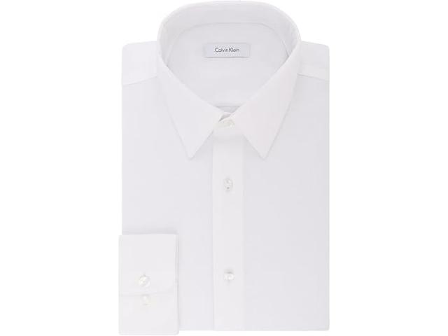(取寄) カルバンクライン メンズ ドレス シャツ レギュラー フィット ノン アイロン ストレッチ ソリッド   men Dress Shirt Regular Fit Non Iron Stretch Solid White