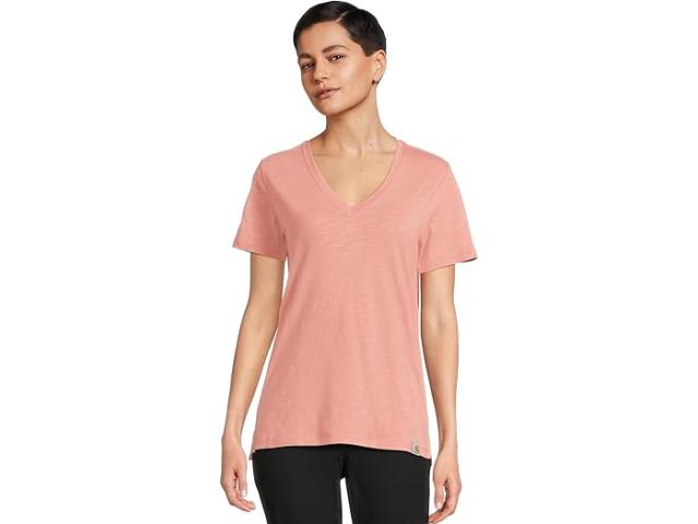 (取寄) カーハート レディース テンセル ファイバー シリーズ リラックスド-フィット フィット ショートスリーブ Vネック T-シャツ Carhartt women TENCEL  Fiber Series Relaxed Fit Short-Sleeve Vneck T-Shirt Rose Tint Slub